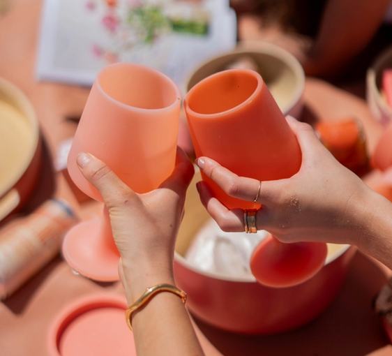 Porter Green Terra Peach Swepp Silicone Unbreakable Wine Glasses